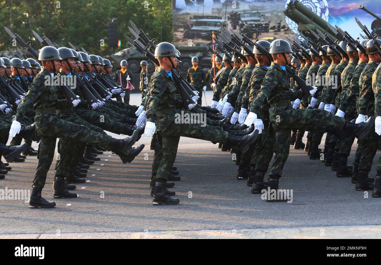 Thai soldiers parade during the Royal Thai Armed Forces Day ceremony at ...