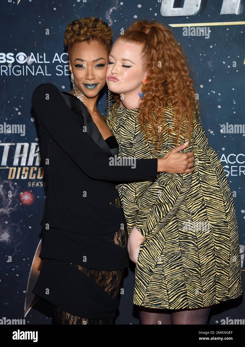 Actors Sonequa Martin-Green, left, and Mary Wiseman pose together at ...