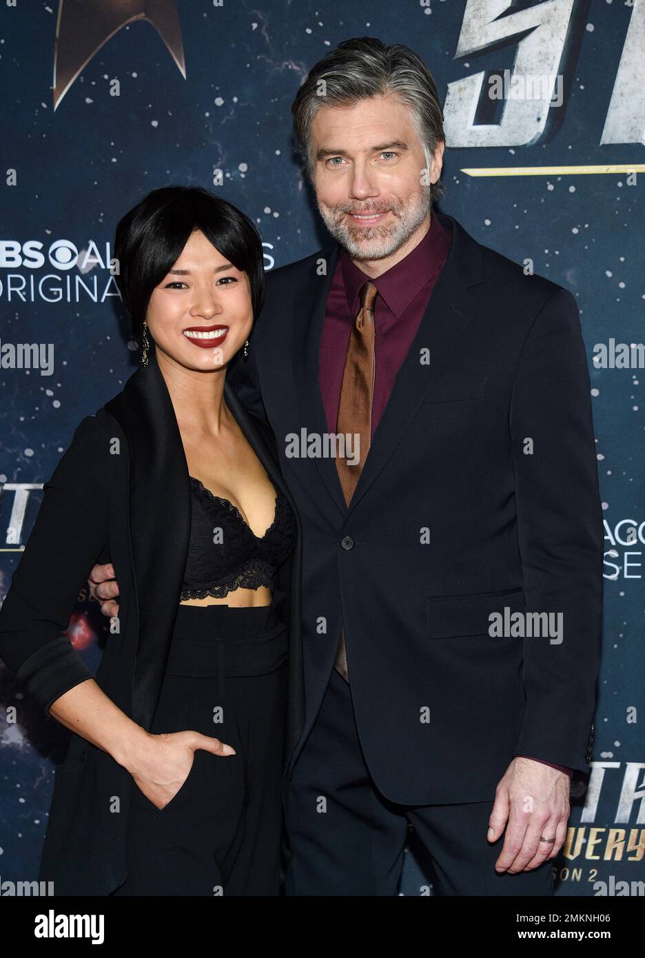 Actor Anson Mount, right, and wife Darah Trang attend the "Star Trek ...