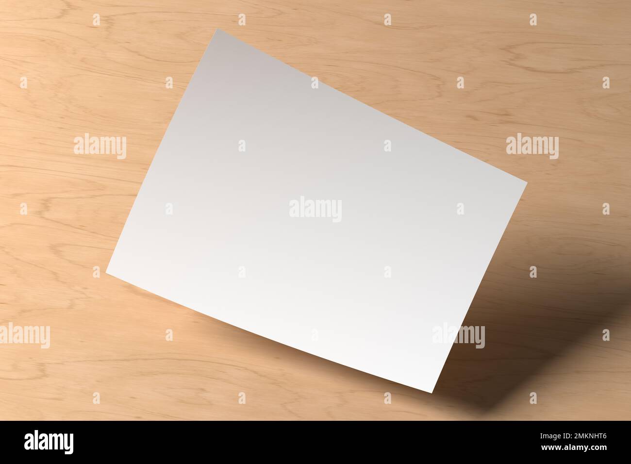 Horizontal A4 flyer paper mockup floating on wooden background Stock ...