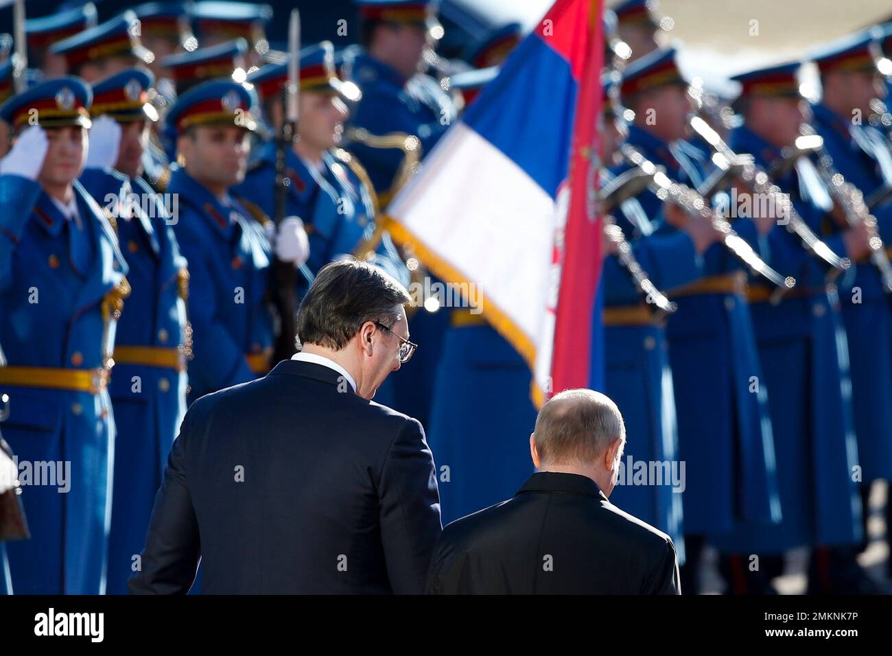 Serbian President Aleksandar Vucic, left, and Russian President ...