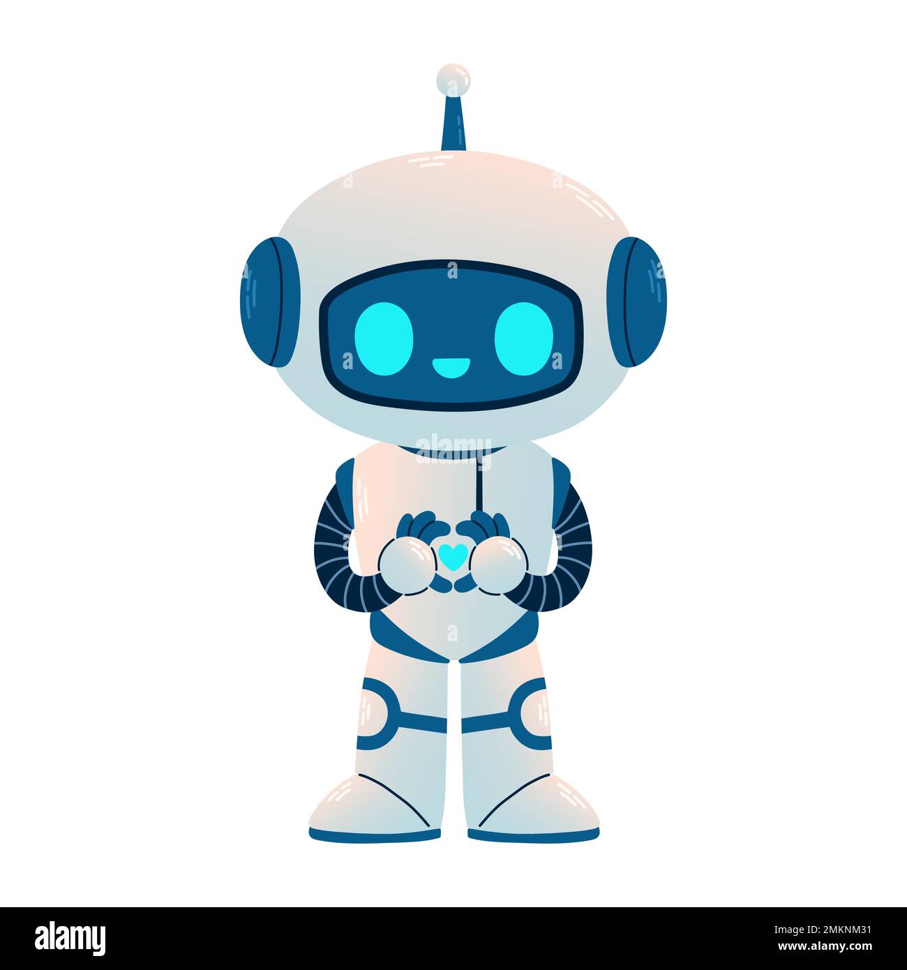 Cute Robot with heart. Cartoon Science Technology Concept Isolated ...