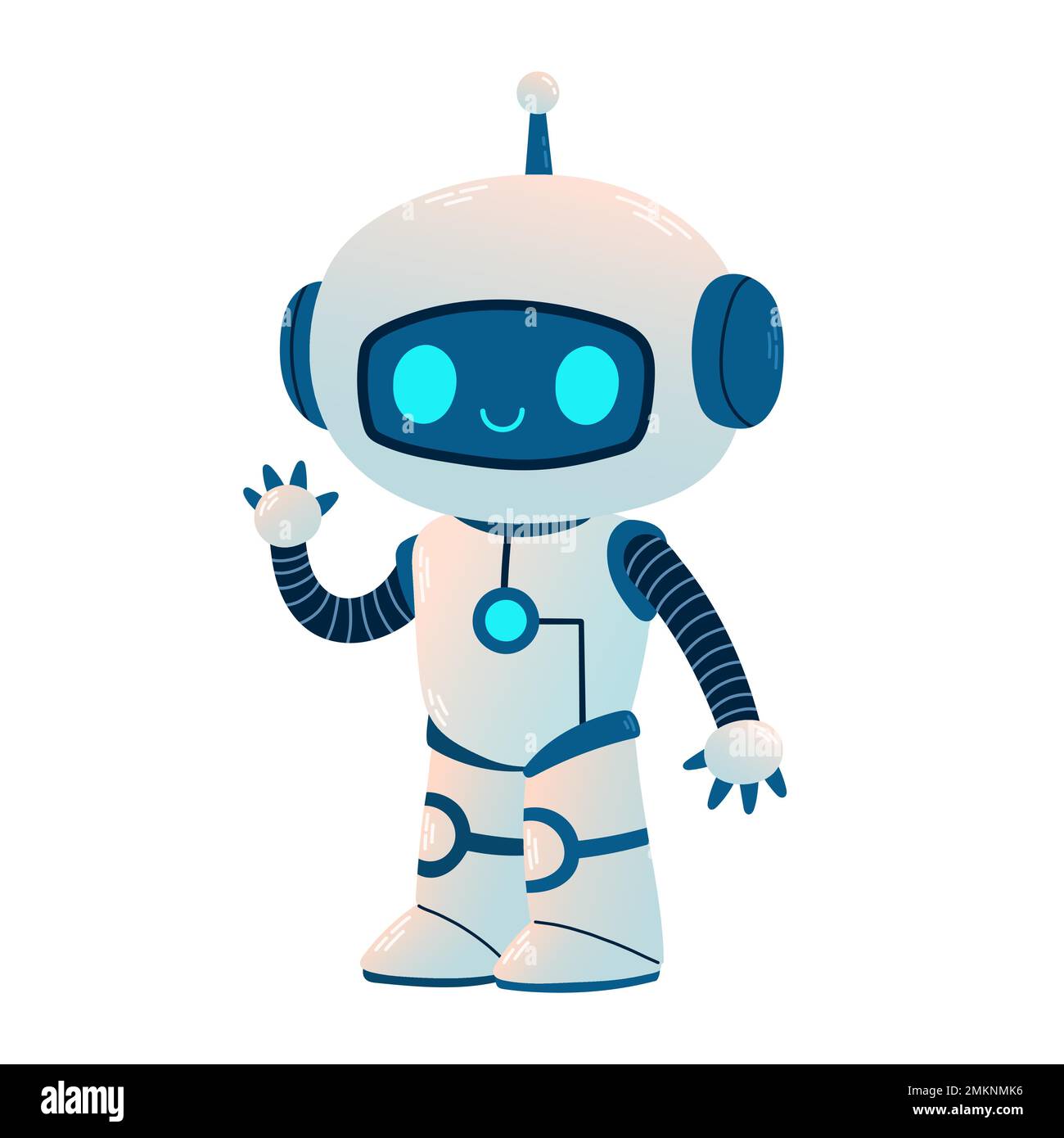 Cute Robot Waving Hand. Cartoon Science Technology Concept Isolated ...