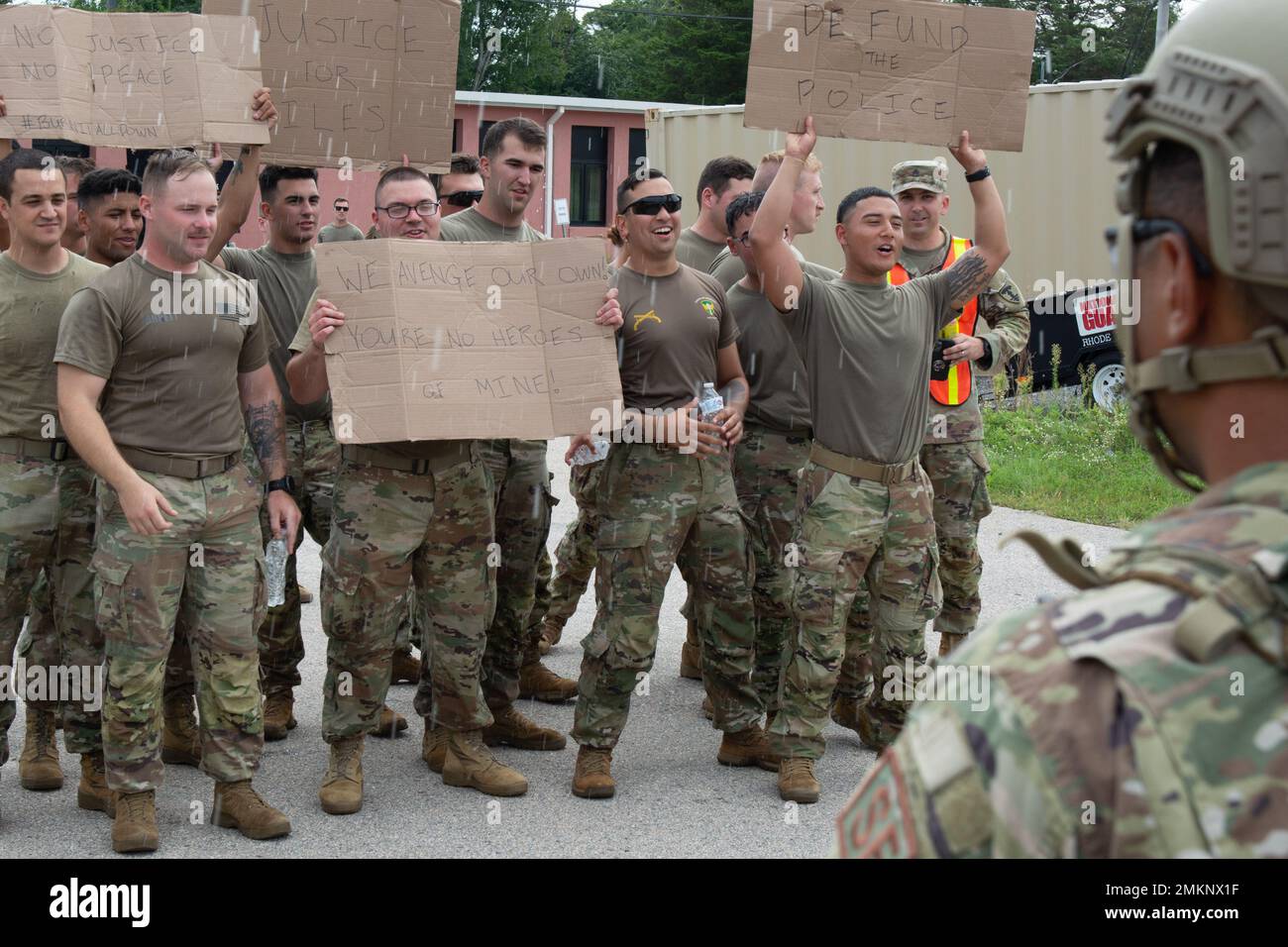 Members of local, state and military police riot training at Camp ...