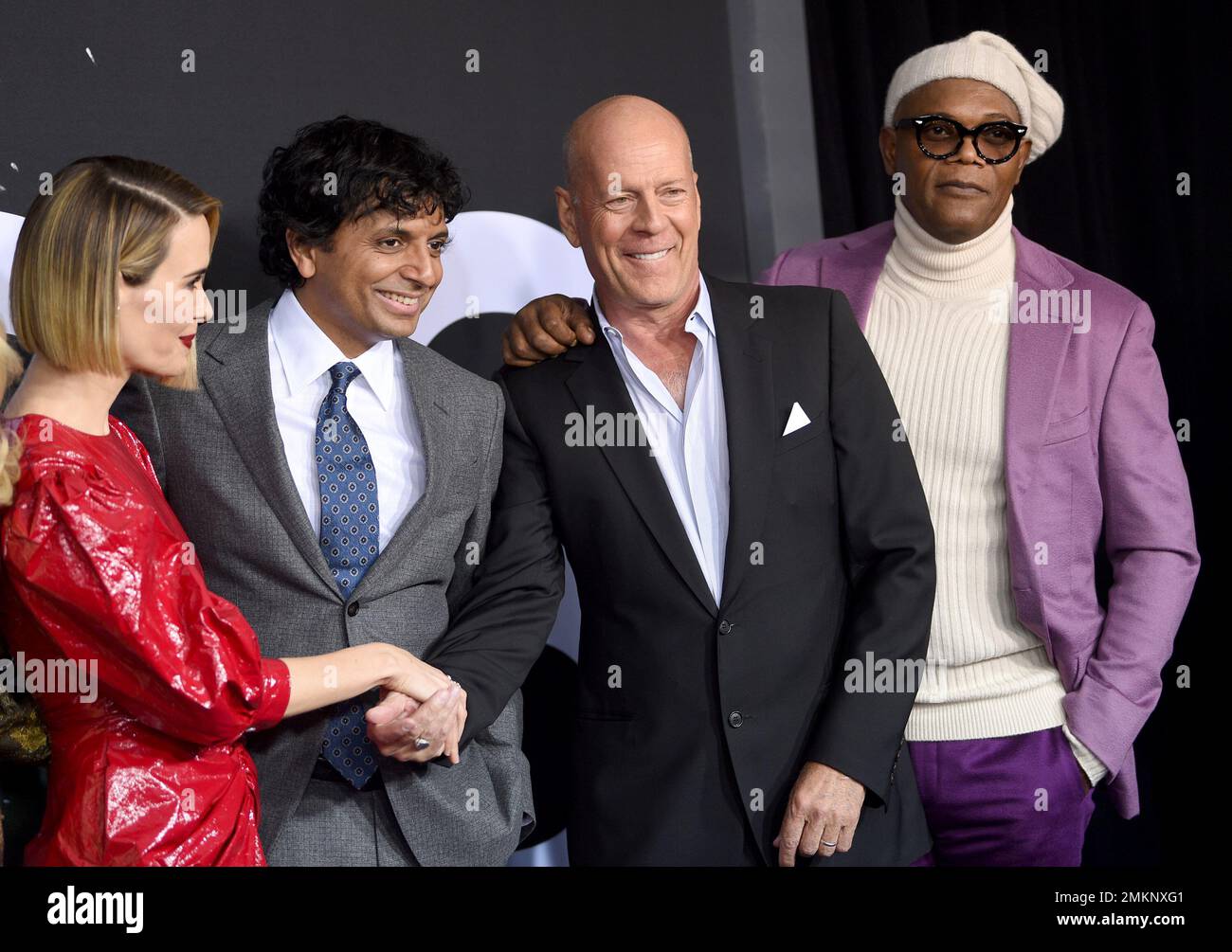 Sarah Paulson, from left, M. Night Shyamalan, Bruce Willis and Samuel L ...