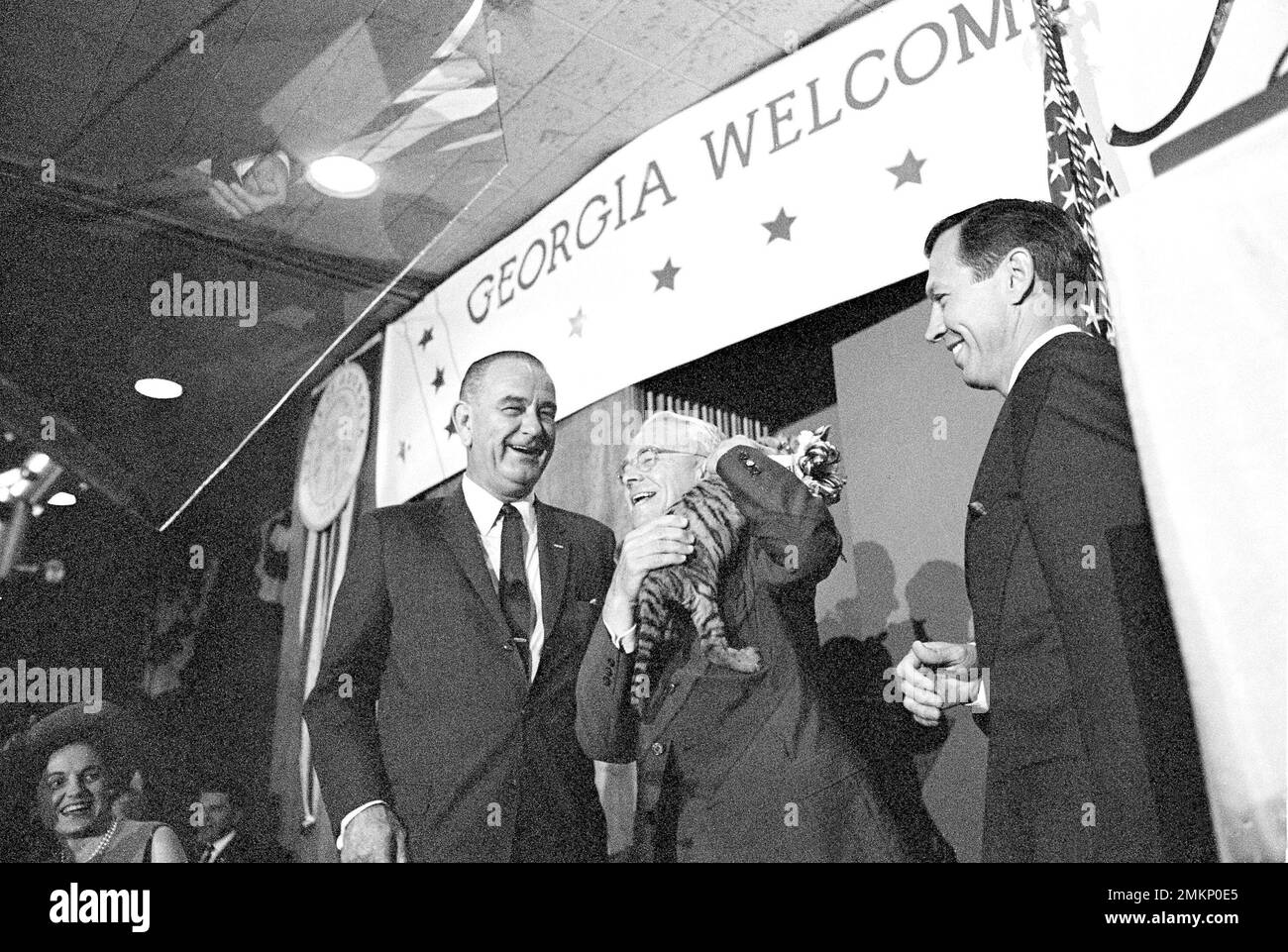 President Lyndon B. Johnson, left, and Georgia Gov. Carl Sanders, right ...