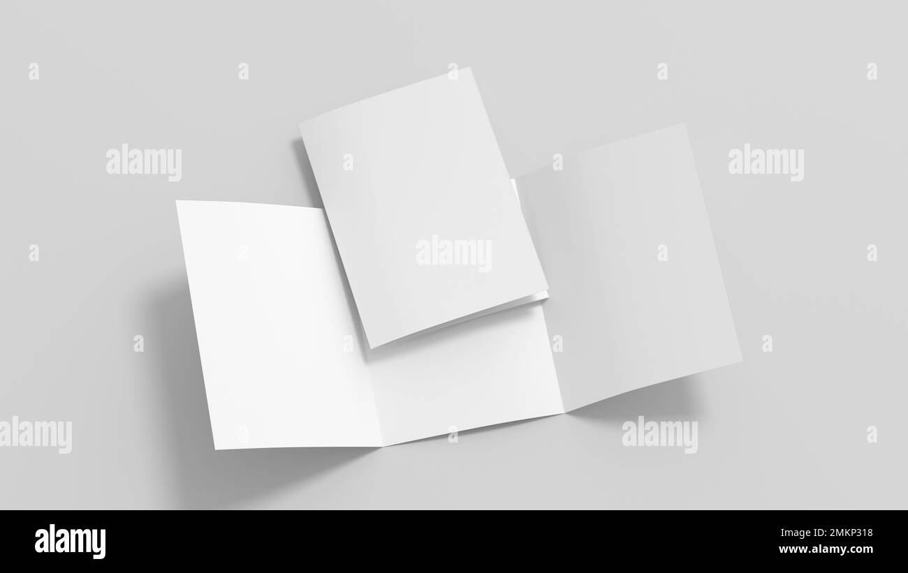 Trifold brochure A4 booklet mockup on white background Stock Photo - Alamy