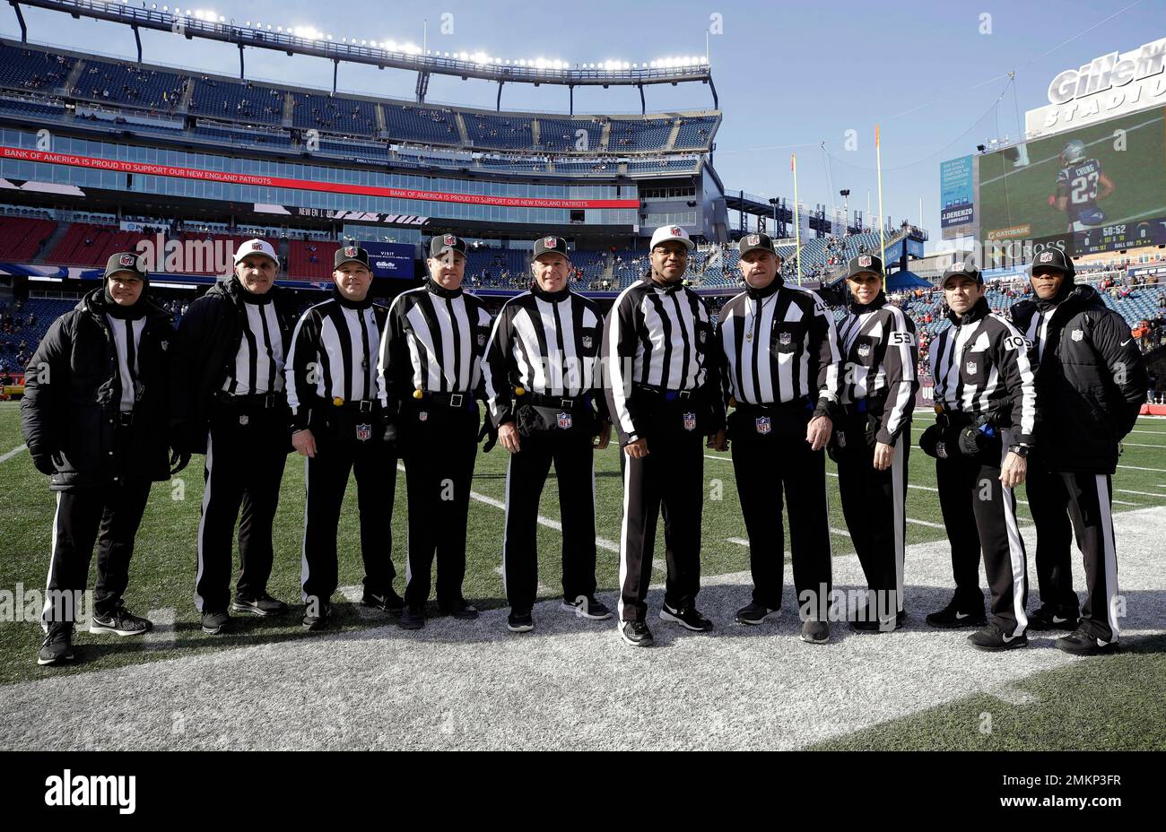 NFL game officials and alternates pose for a photo before an NFL ...