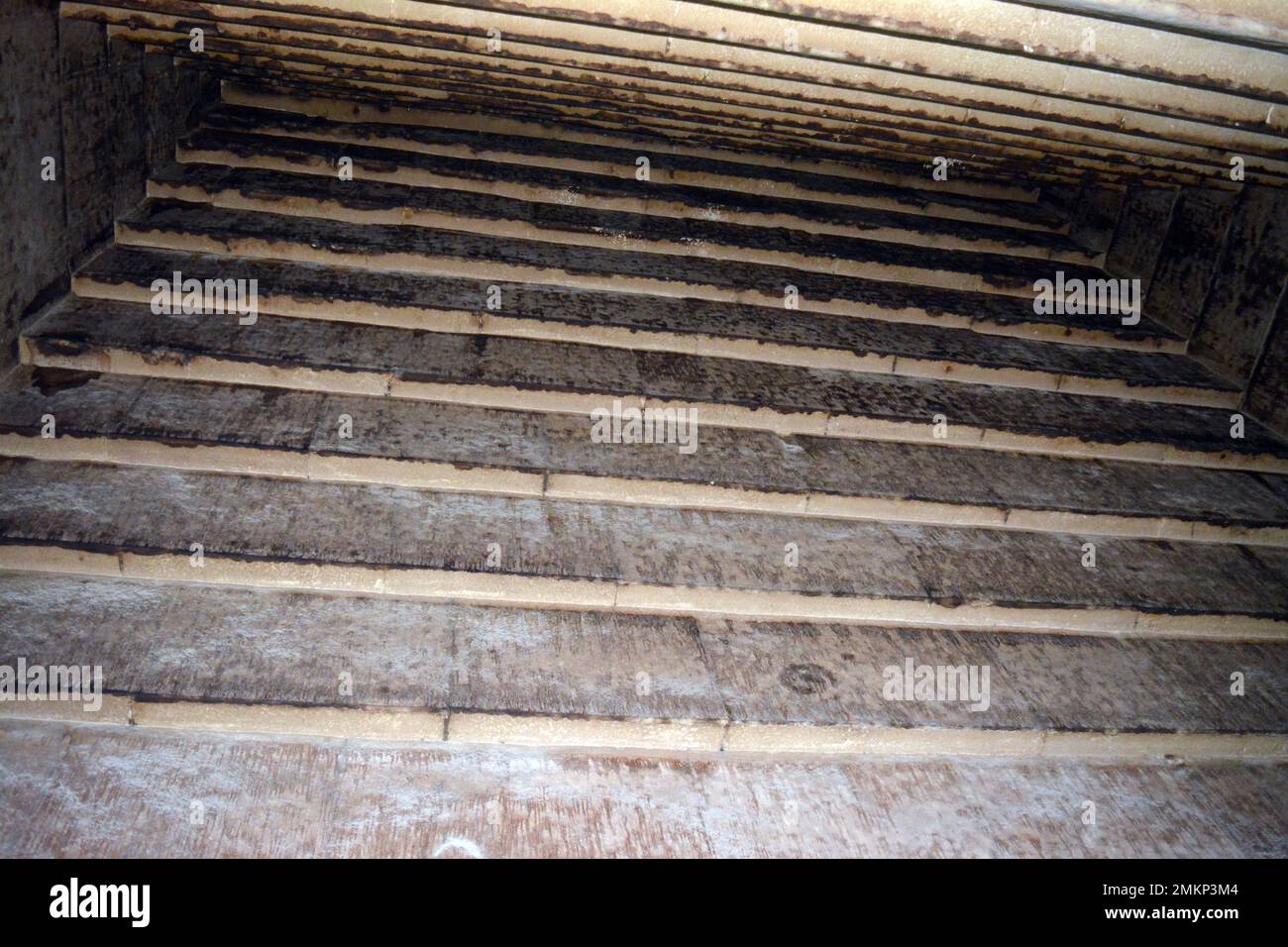 Detail of the massive corbel-vaulted ceiling of burial chamber of the ...