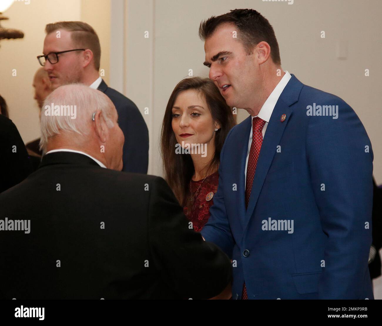 Oklahoma Governor Kevin Stitt and his wife, Sarah Stitt, greet the ...