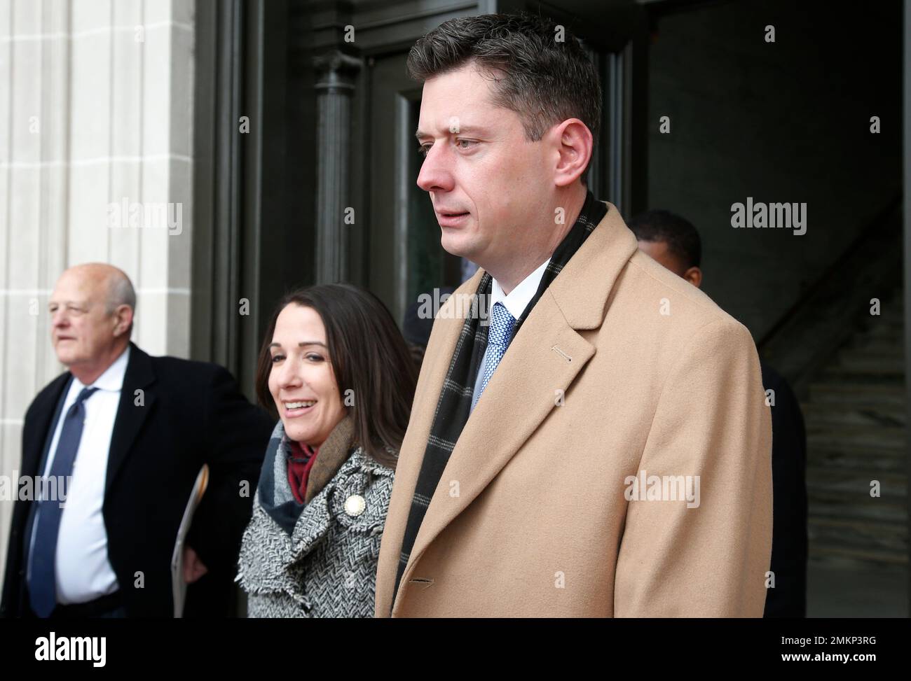 Oklahoma City Mayor David Holt, right, arrives with his wife, Rachel ...