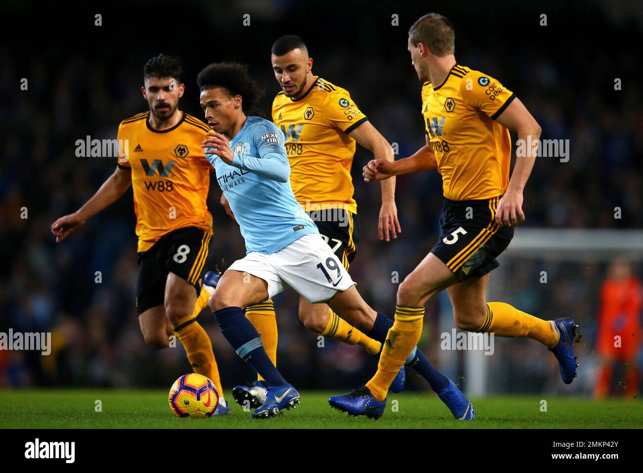 Manchester City's Leroy Sane controls the ball by Wolverhampton ...