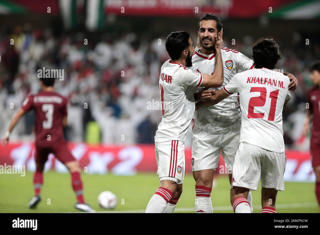 United Arab Emirates' forward Ali Mabkhout al Hajeri celebrates with ...