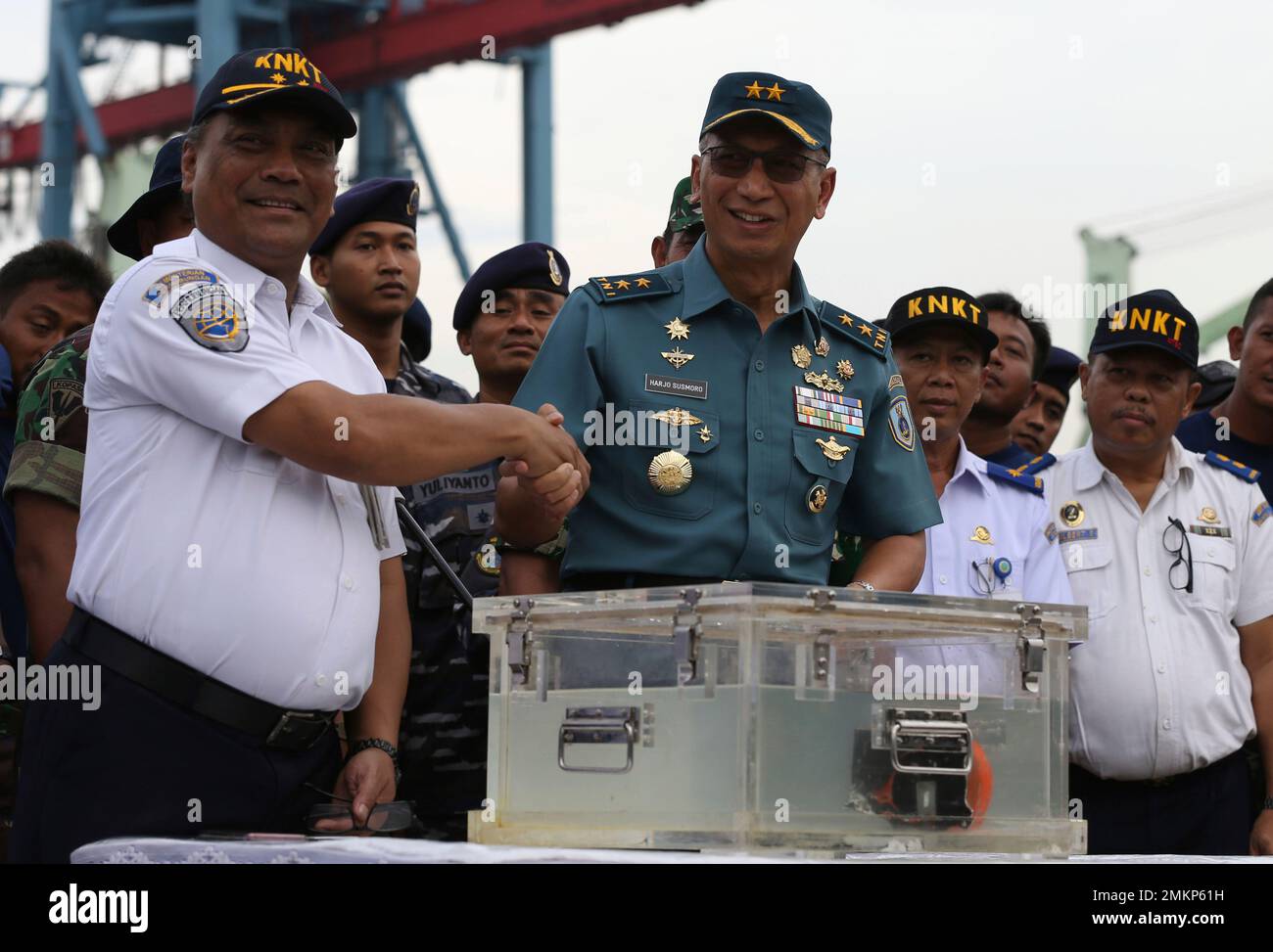 Rear Adm. Harjo Susmoro, center, head of Indonesian Navy's Center for ...