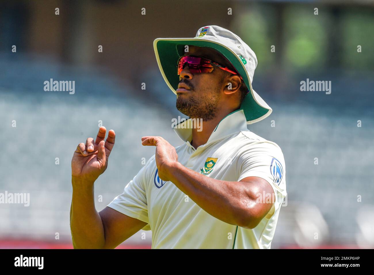 South Africa's bowler Vernon Philander fields on day four of the third ...