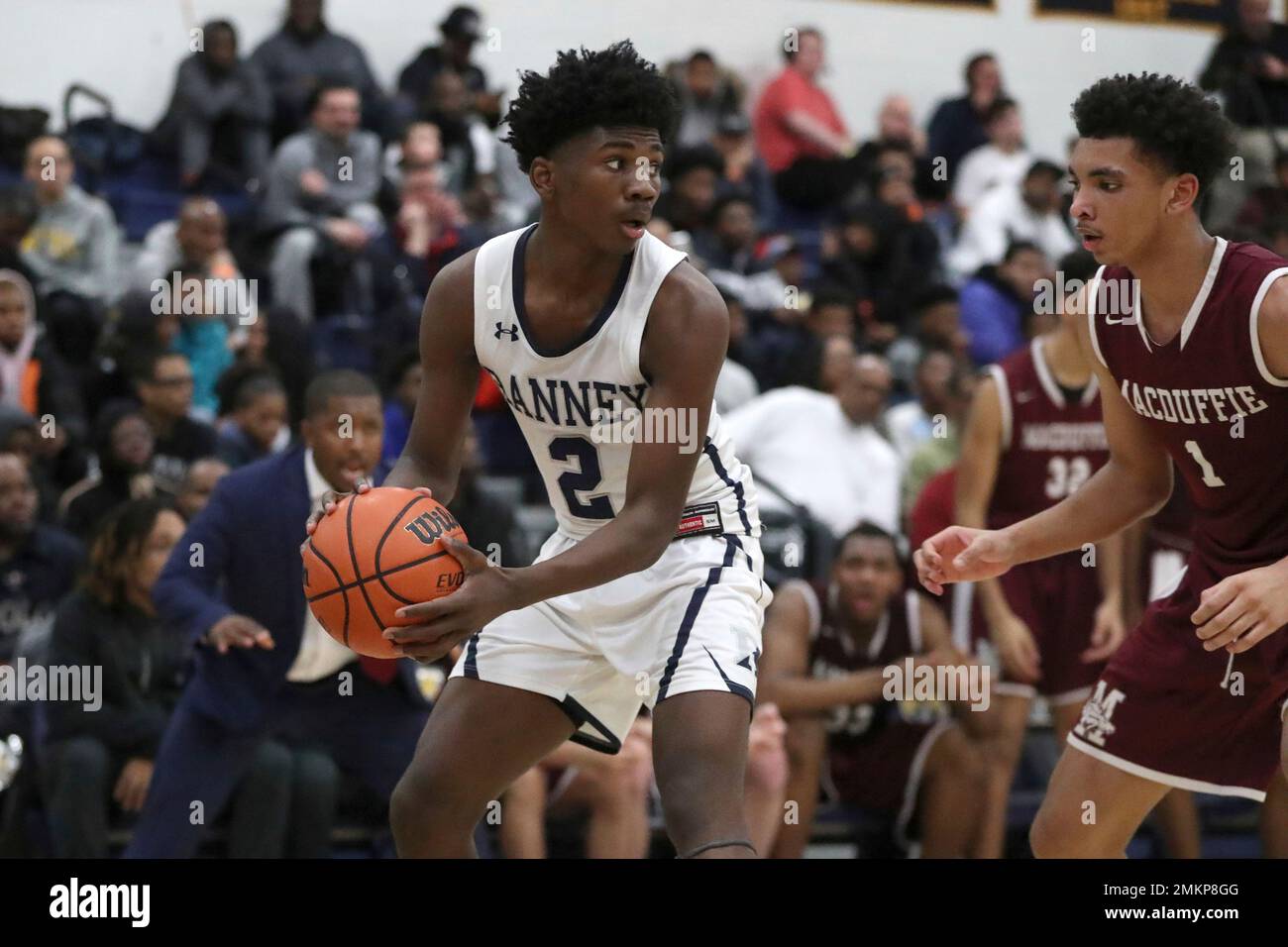 Ranney School's Elijah Perkins #2 in action against Macduffie School ...