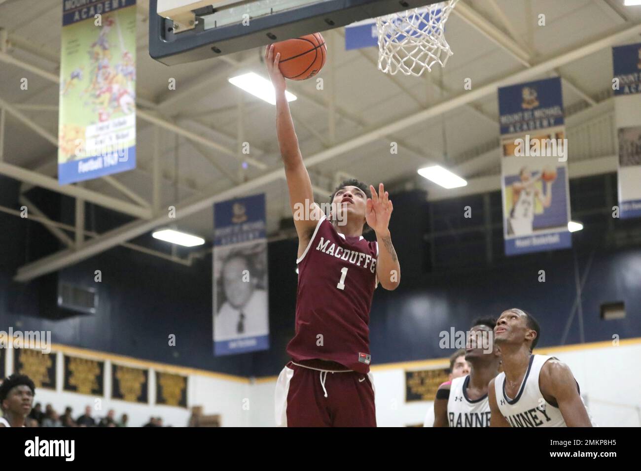 Macduffie School's James Bouknight #1 in action against Ranney School ...