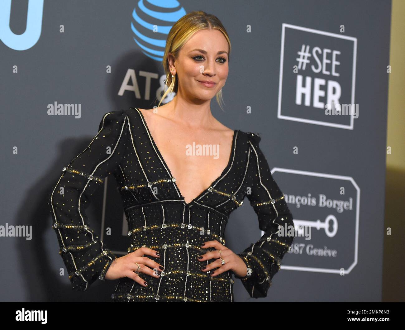 Kaley Cuoco poses in the press room at the 24th annual Critics' Choice ...