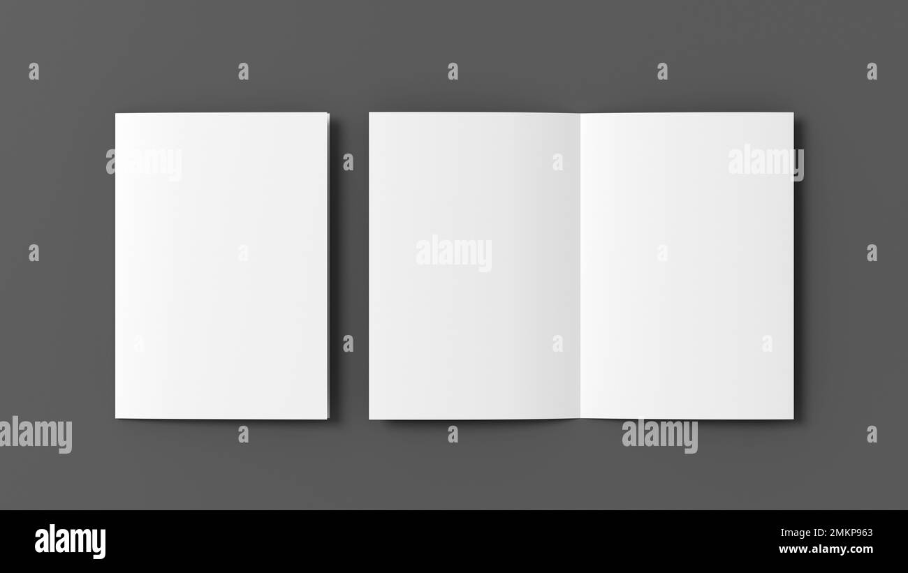 Half-folded flyer A4 booklet mock up on CCC background Stock Photo - Alamy