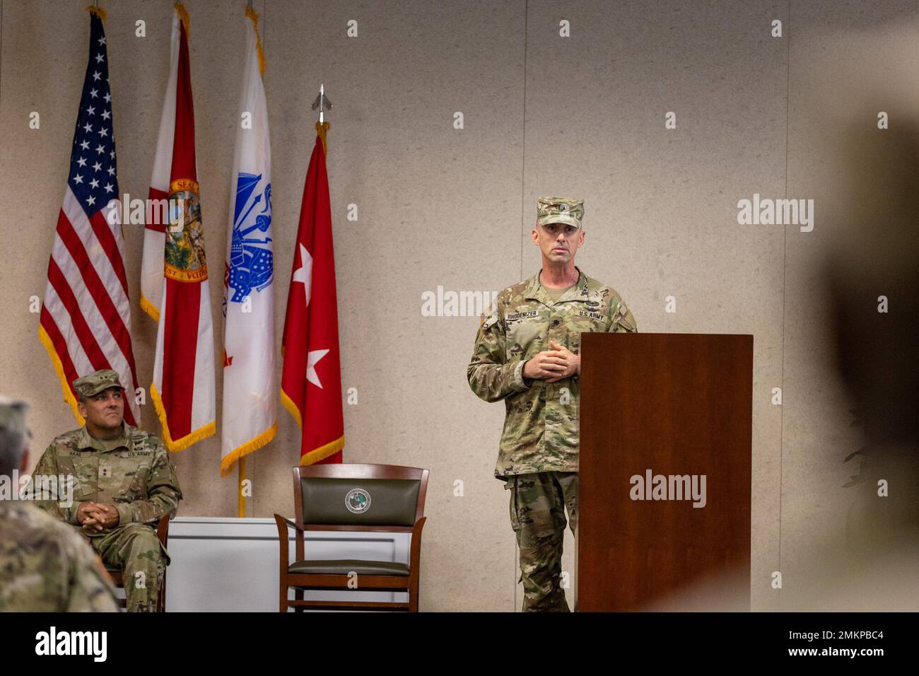 LTC. Brett S. Rhodenizer speaks to the audience during a Change of ...