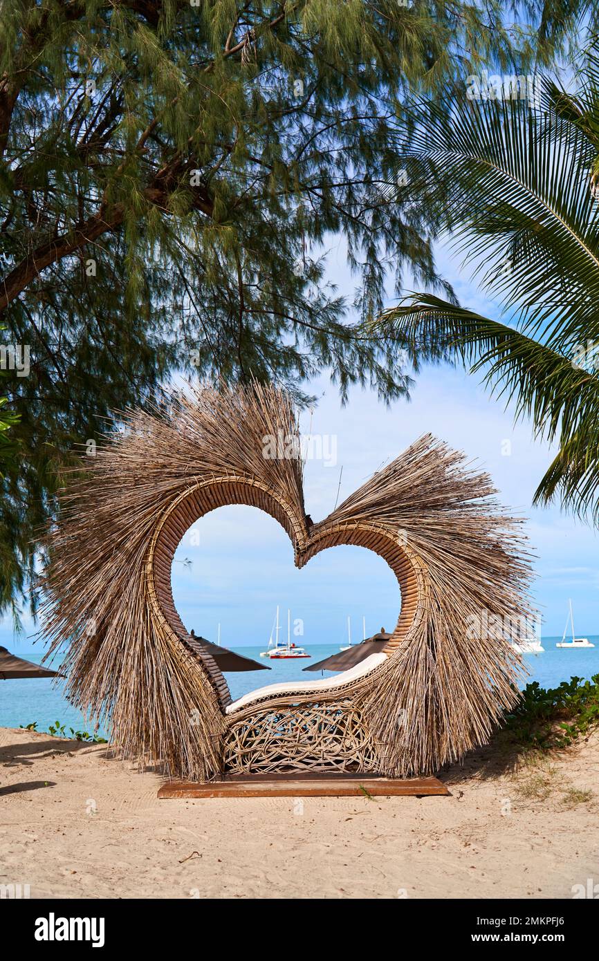 Exotic photo spot made of straw and twigs on a tropical island Stock ...