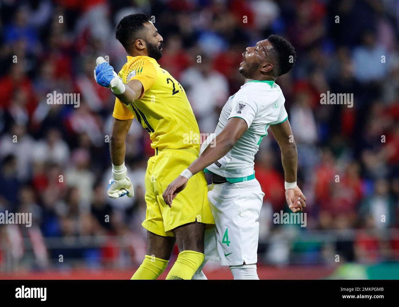 Saudi Arabia's defender Ali Albulayhi, right, celebrates with his ...