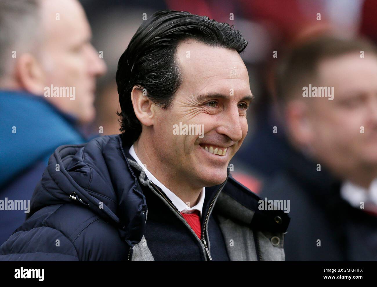 Arsenal manager Unai Emery smiles before the English Premier League ...