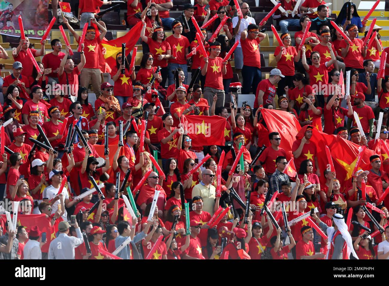 Vietnamese fans cheer during the AFC Asian Cup group D soccer match ...