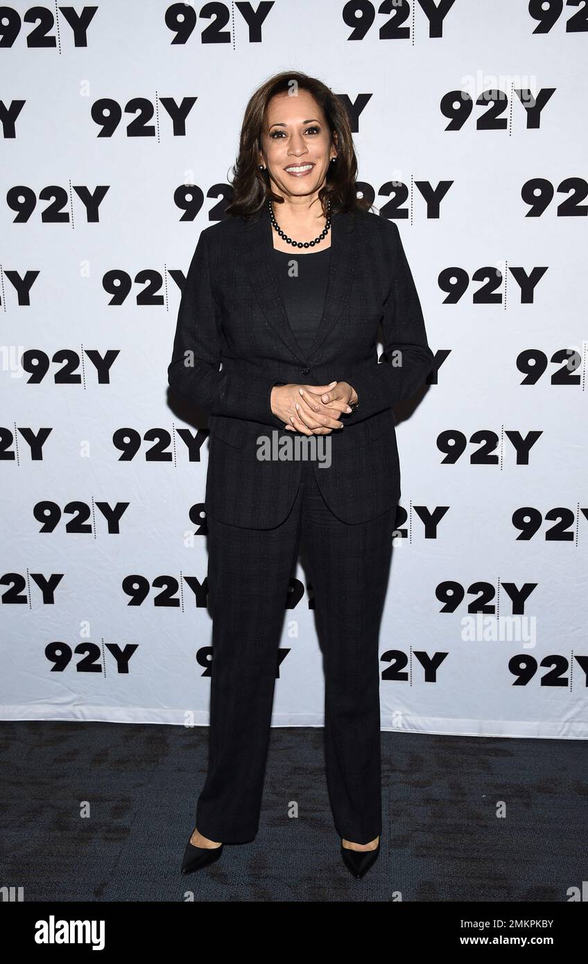Sen. Kamala Harris, D-Calif., poses backstage before her conversation ...