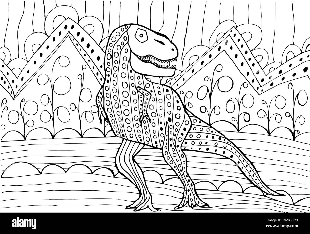 Fantastic coloring page with cute dinosaur Stock Vector Image & Art - Alamy