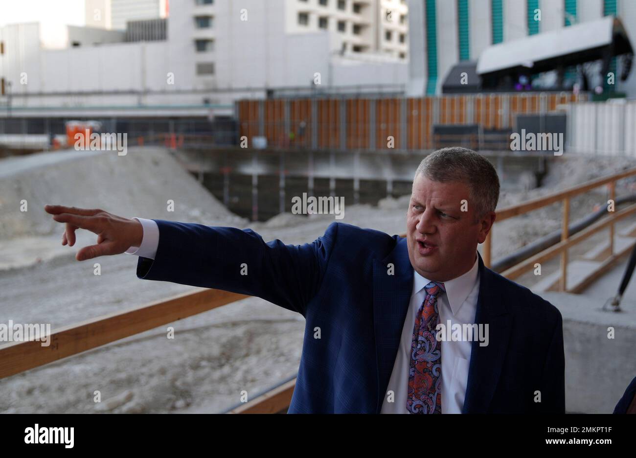 In this Dec. 17, 2018, photo, co-owner Derek Stevens gives a tour of ...