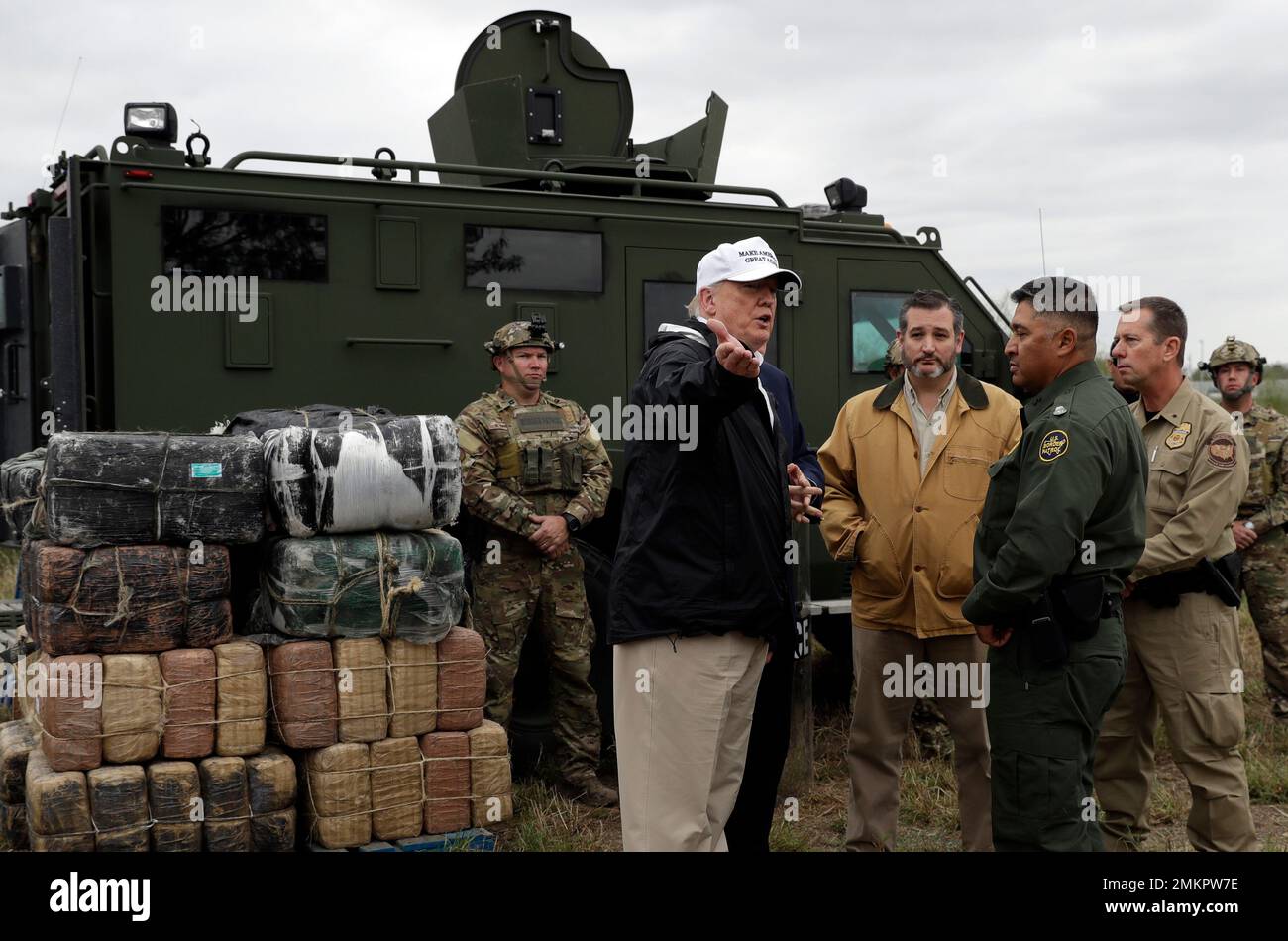 President Donald Trump tours the U.S. border with Mexico at the Rio ...