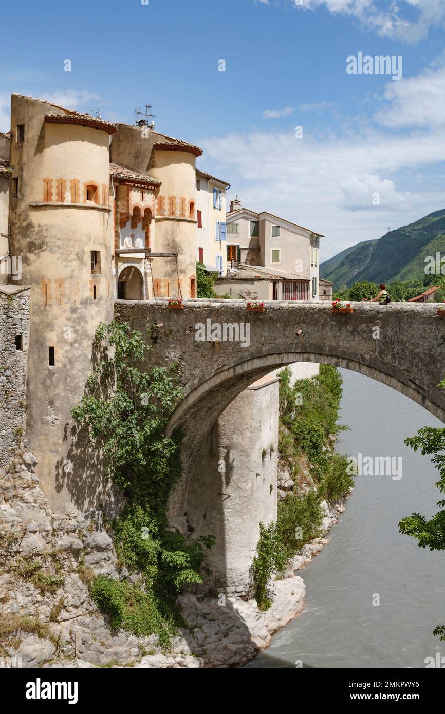 ENTREVAUX, FRANCE - June 12, 2010. Entrance to Entrevaux, ancient ...