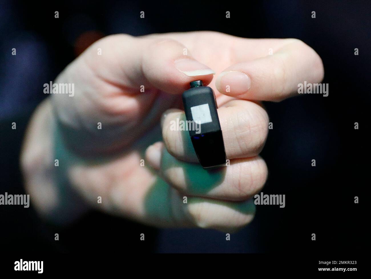 A controller for Focals smart glasses are on display at the North booth ...