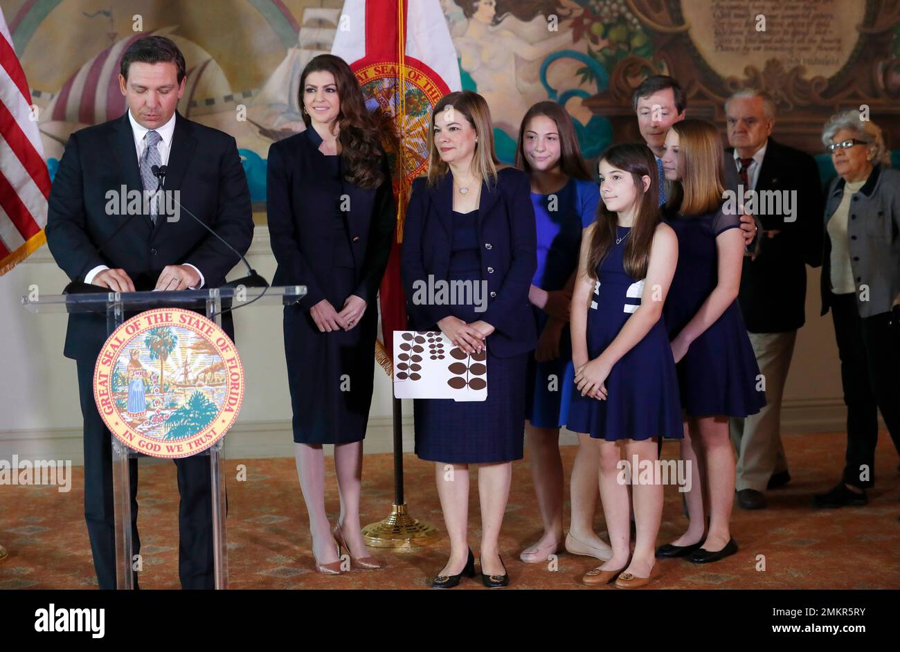 Joined by her family, Barbara Lagoa, third from left, Governor Ron ...