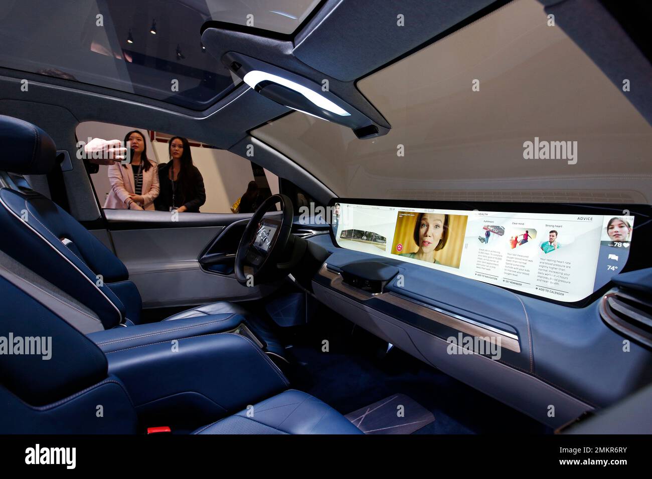 The interior of the Byton M-Byte SUV is on display at the Byton booth ...