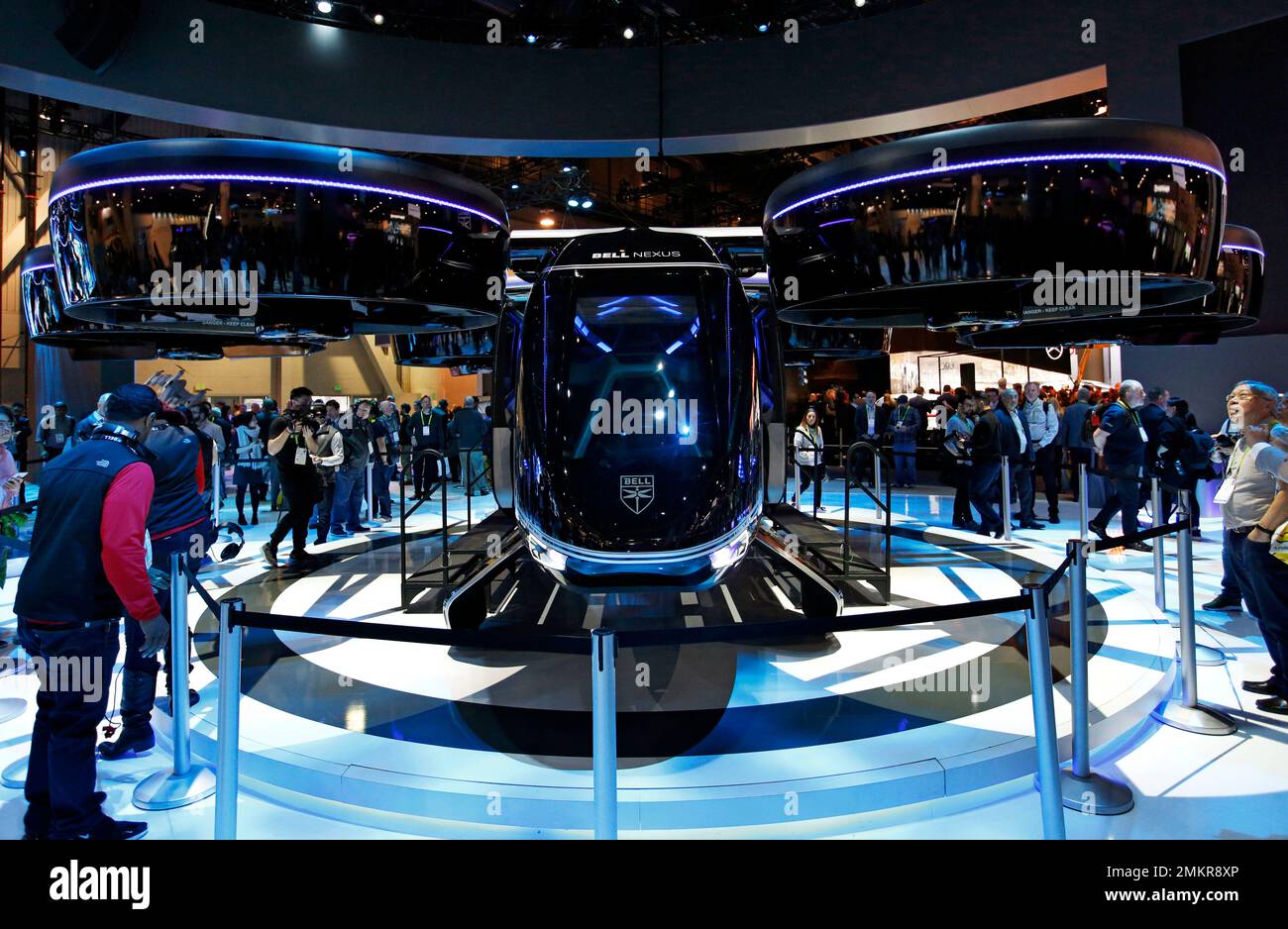 The Bell Nexus hybrid electric air taxi concept is on display at the ...