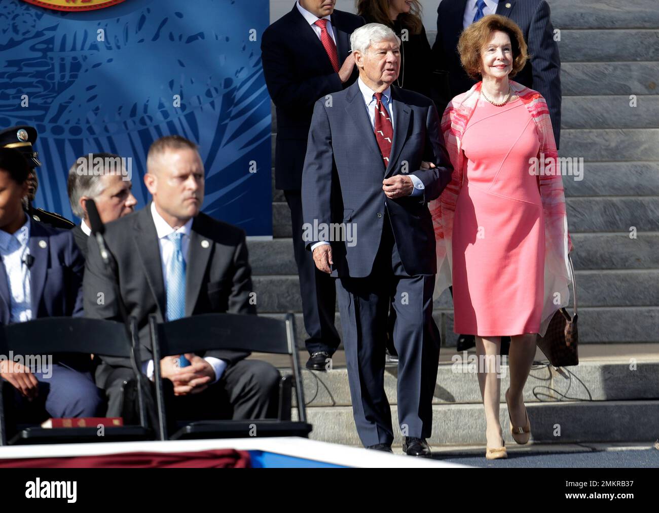 Former Florida Gov. Bob Graham arrives with his wife Adele for an ...