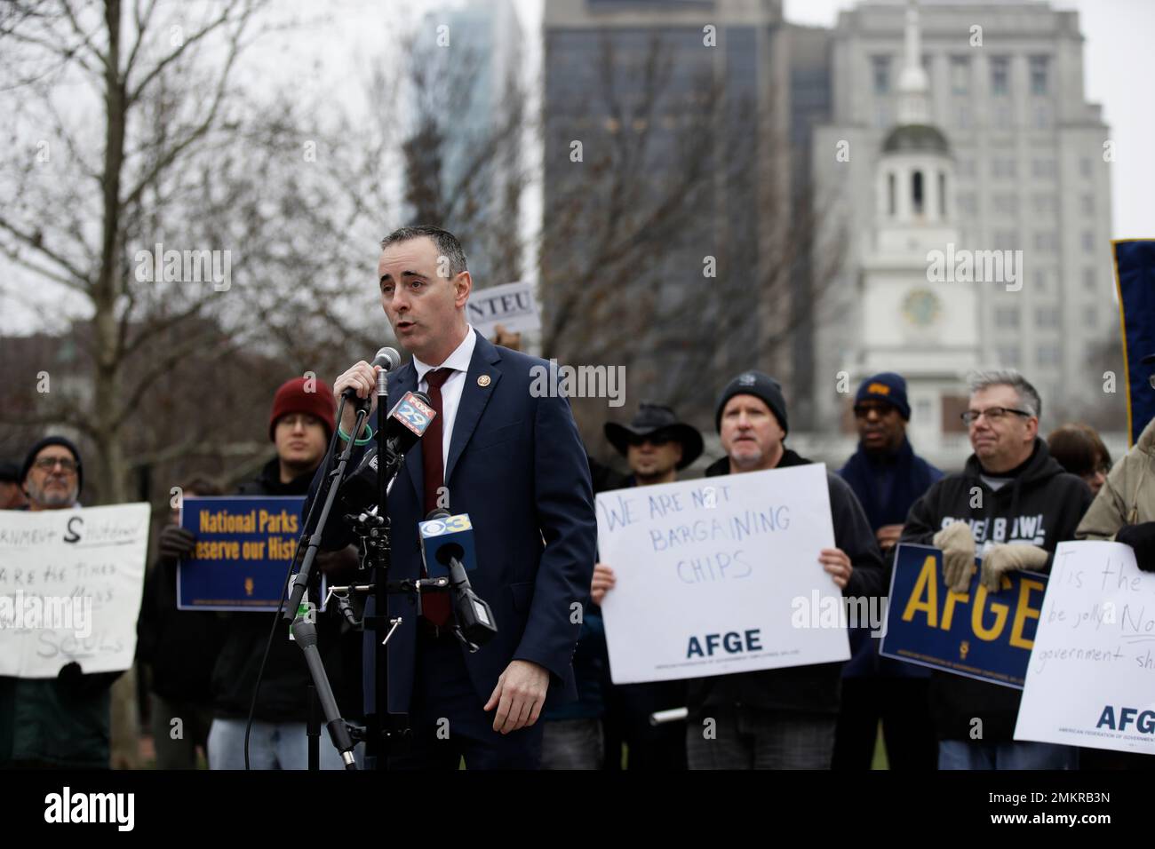 Rep. Brian Fitzpatrick, R-Pa., speaks during a demonstration against ...