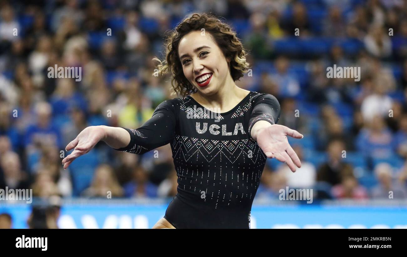 Katelyn Ohashi during an NCAA college gymnastics match, Friday, Jan. 4 ...