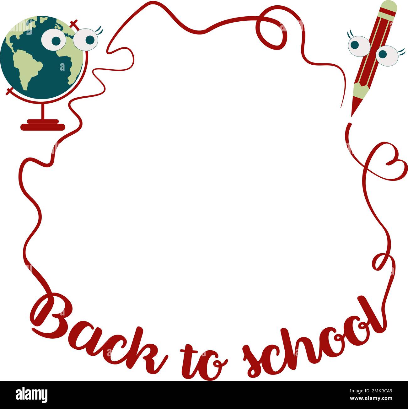Frame with Back to school typography. Single line borders with funny ...