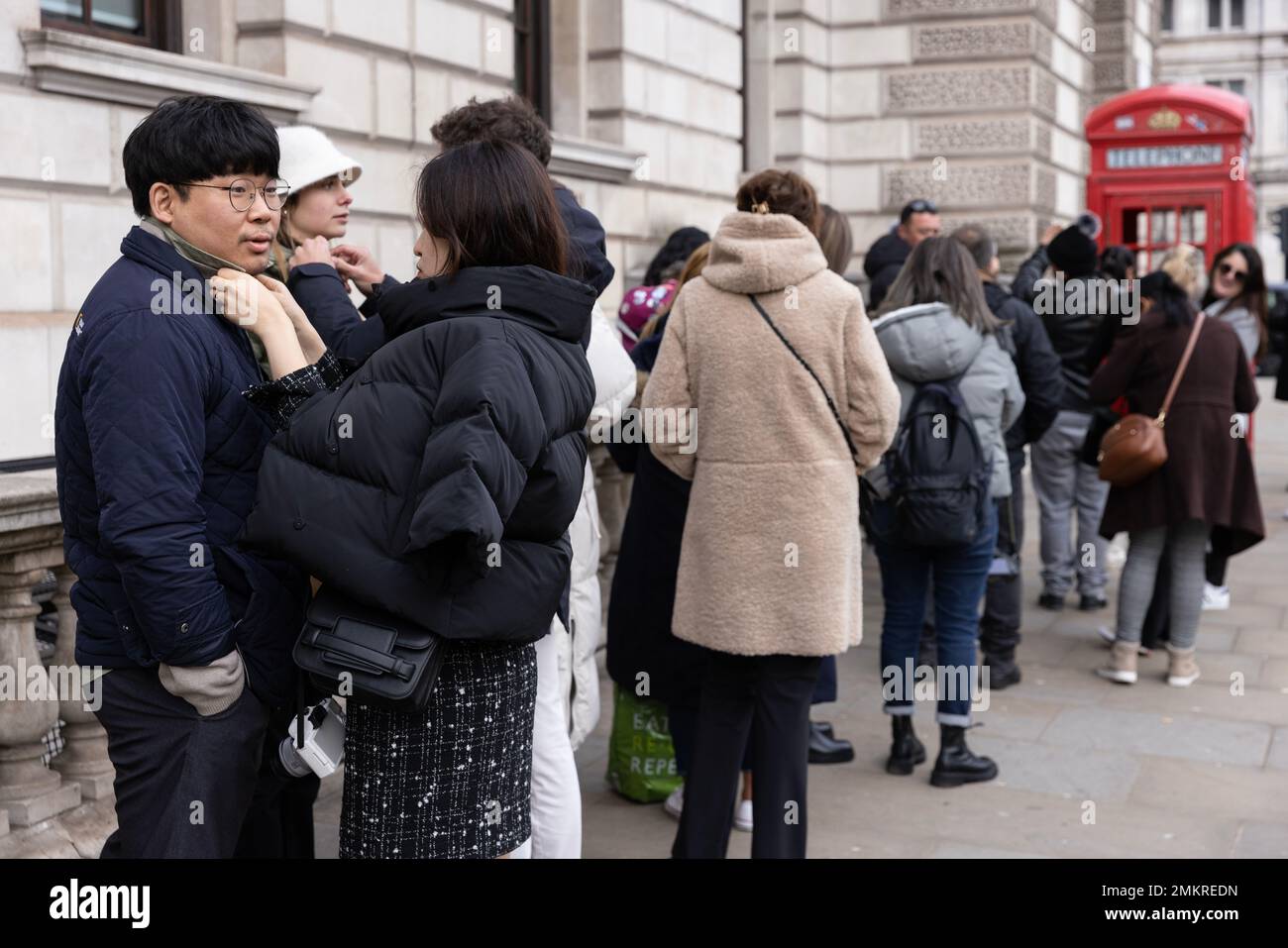 Tourists take selfies at Great George Street, Westminster one of London ...