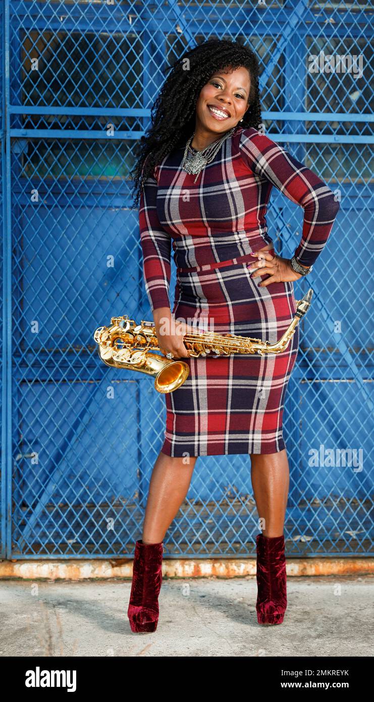This Jan. 6, 2019 photo shows saxophonist Tia Fuller posing in ...