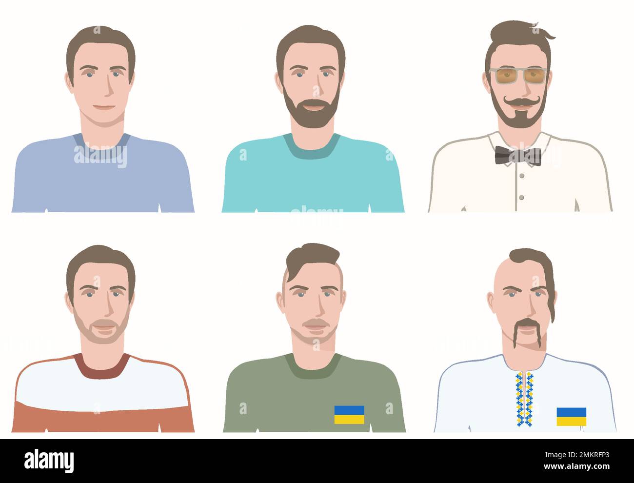 Set of man avatars for social networks with different hairstyles Stock ...
