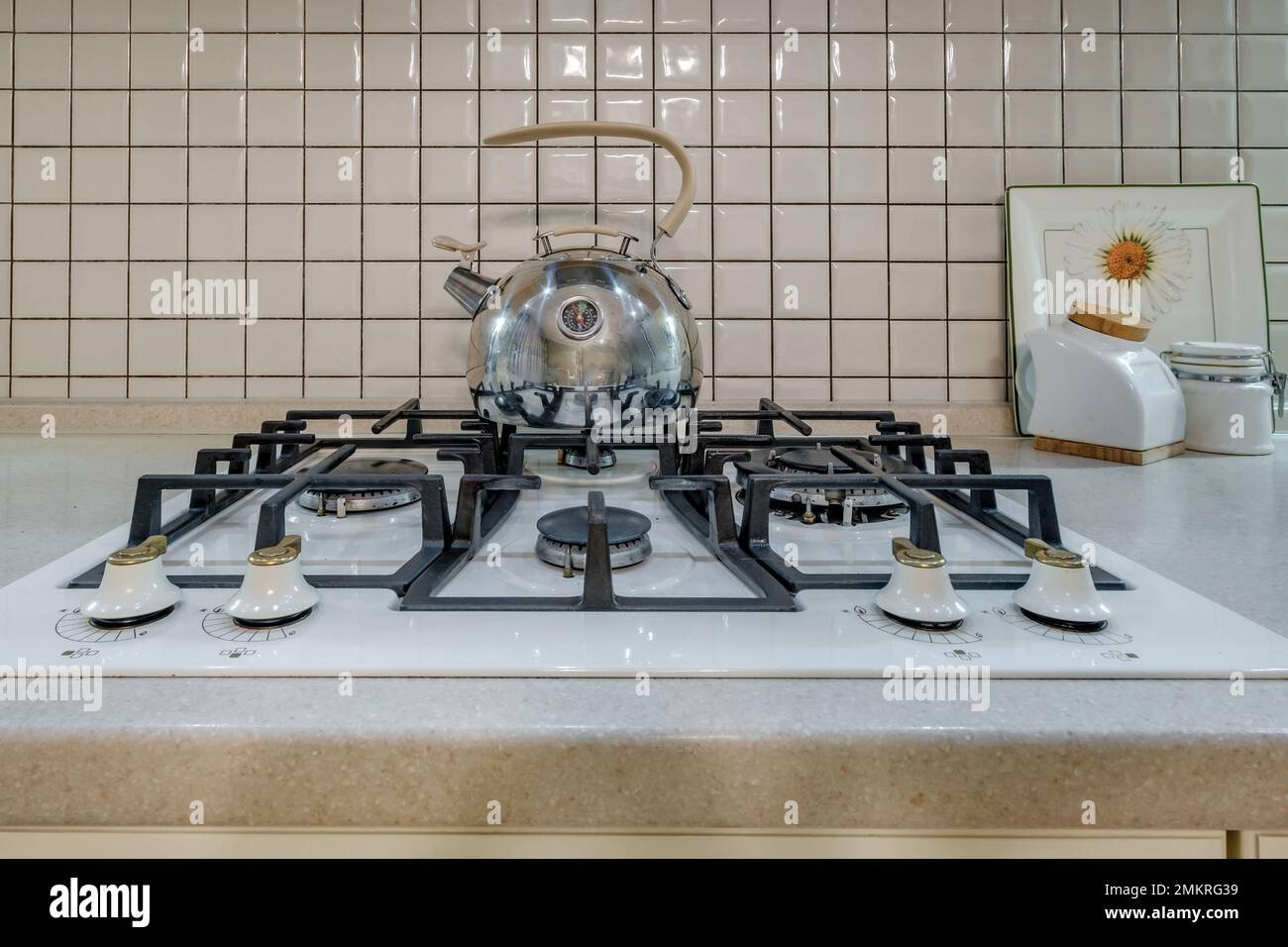 Silver kettle on gas stove hi-res stock photography and images - Alamy
