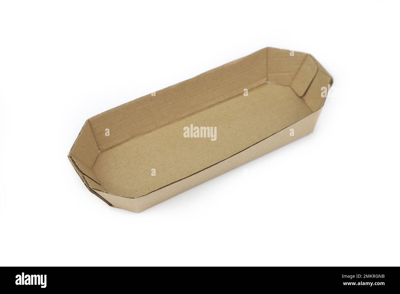 Brown paper dish or craft food tray isolated on white background Stock ...