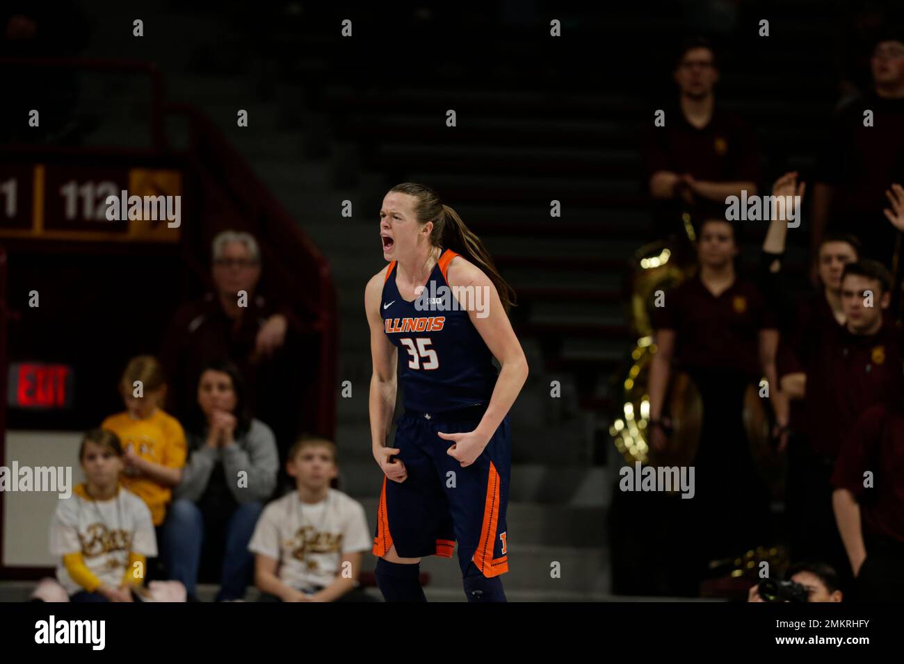 Illinois guard Alex Wittinger celebrates against Minnesota during an ...