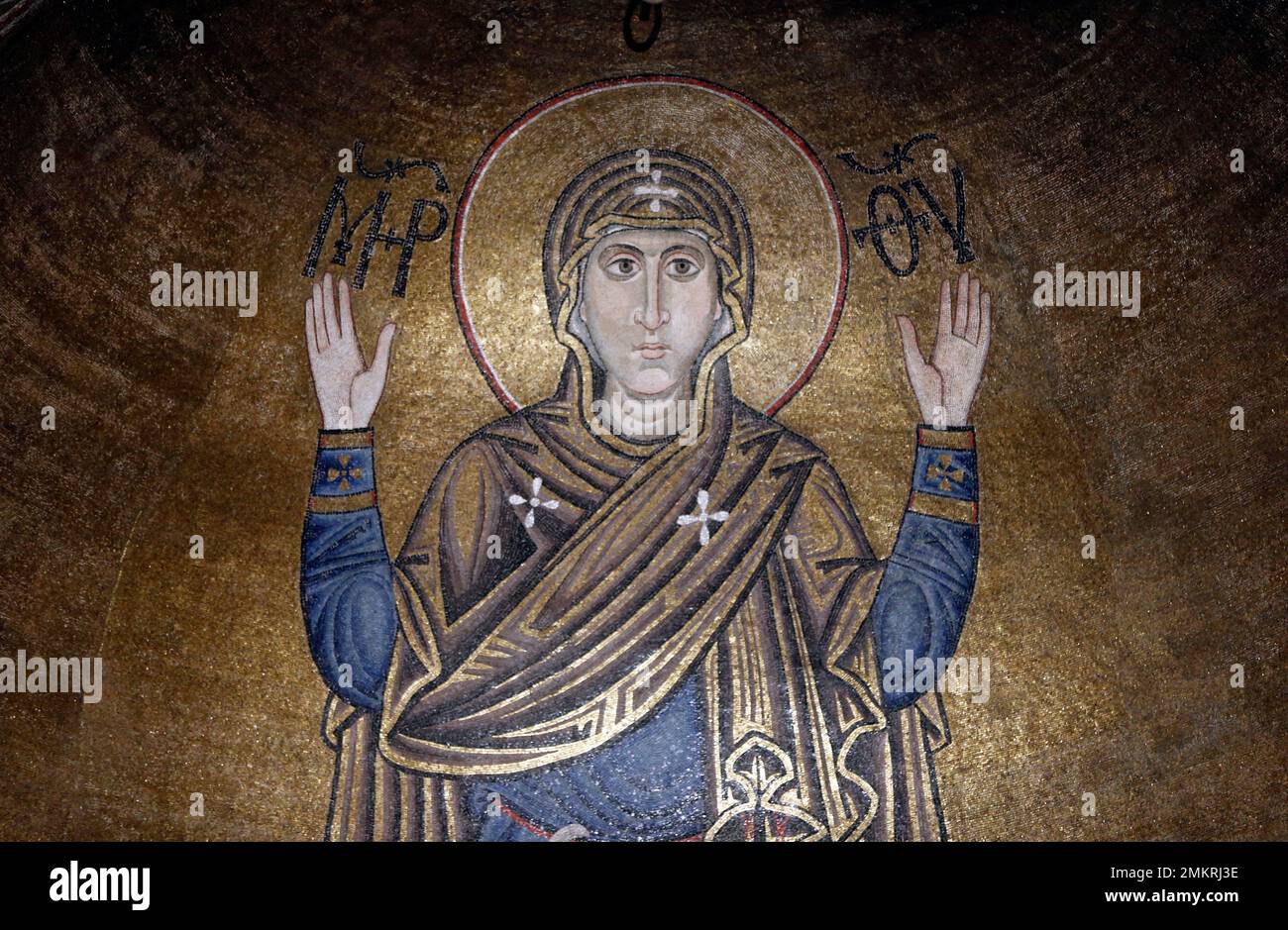 A view of the Mosaic Oranta, an Orthodox Christian depiction of the ...