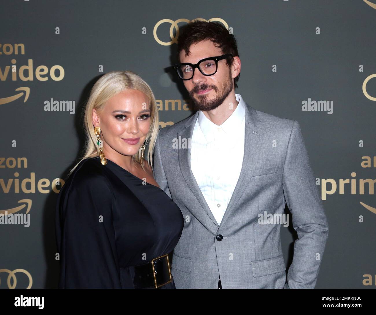 Hilary Duff, left, and Matthew Koma arrive at the Amazon Golden Globes ...
