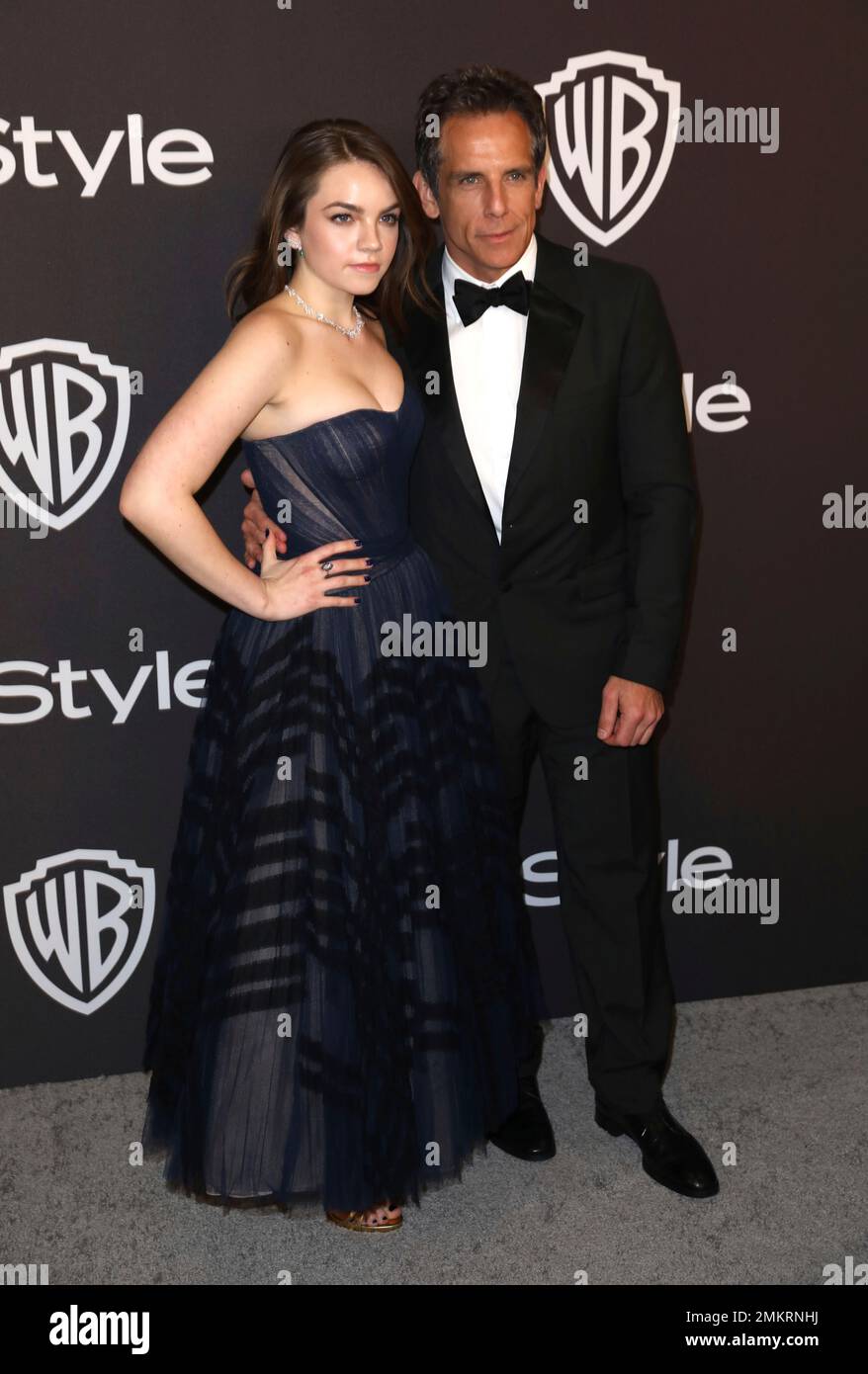 Ella Stiller, left, and Ben Stiller arrive at the InStyle and Warner ...